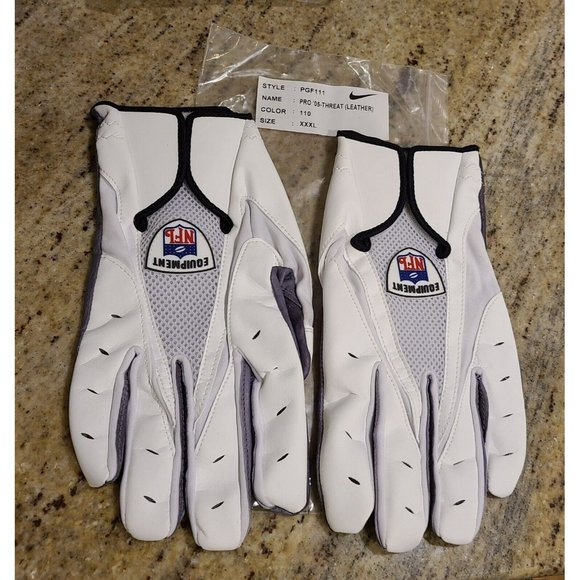 Nike | Accessories | Nike Nfl Equipment Pro 5 Threat Size Xxxl White Leather Gloves Pfg11 Read ...